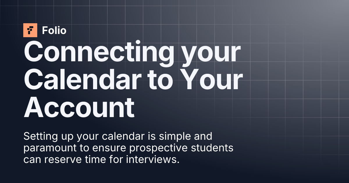 Connecting your Calendar to Your Account | Folio