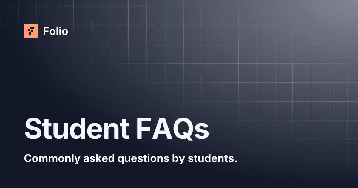 Student FAQs | Folio